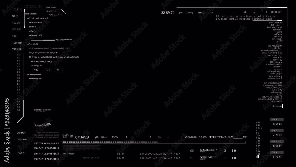 UI Frame viewfinder code text animation HUD.2GFX Technology Sci Fi 2D texture.User Interface ...