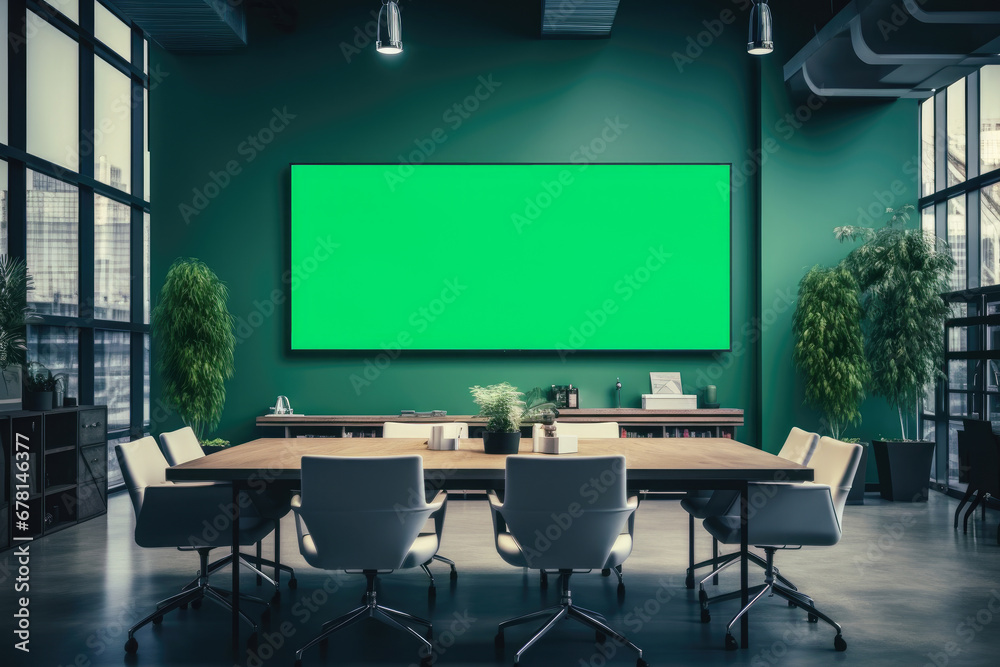 Modern Empty Meeting Room with Big Conference Table with Various ...