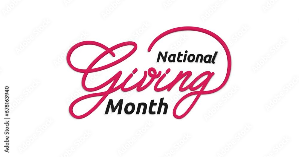 National Giving Month text animation. Beautiful Handwritten calligraphy ...