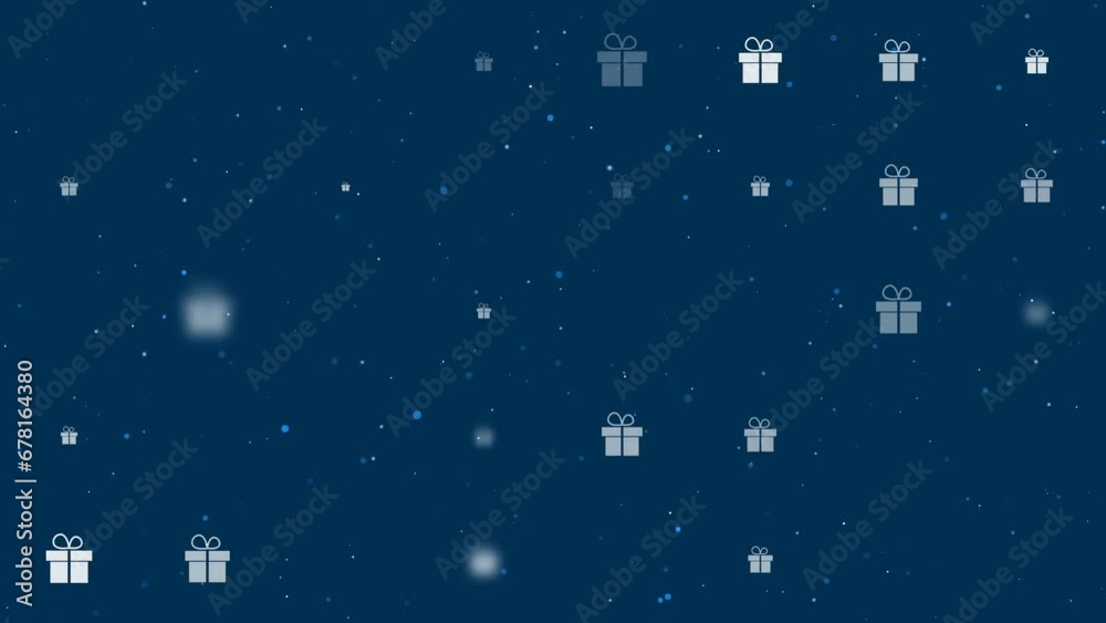 Template animation of evenly spaced gift symbols of different sizes and ...
