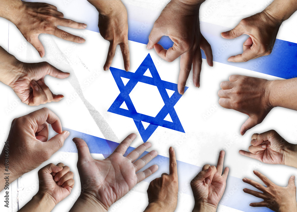 Israel flag combined with various hand gestures. Concept map depicting ...