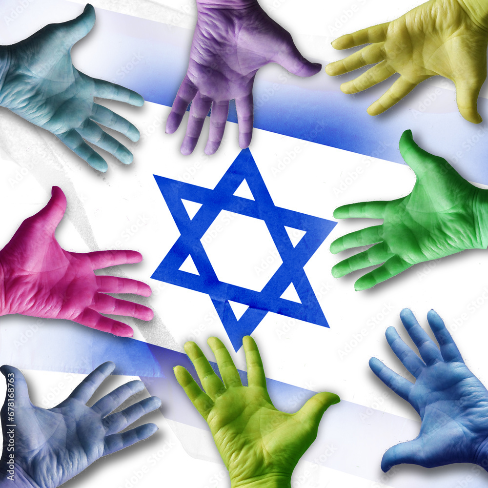 Israel flag combined with various hand gestures. Concept map depicting ...