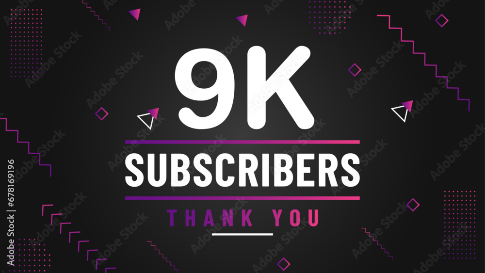 Thank you 9k subscriber congratulation template banner. 9k celebration ...
