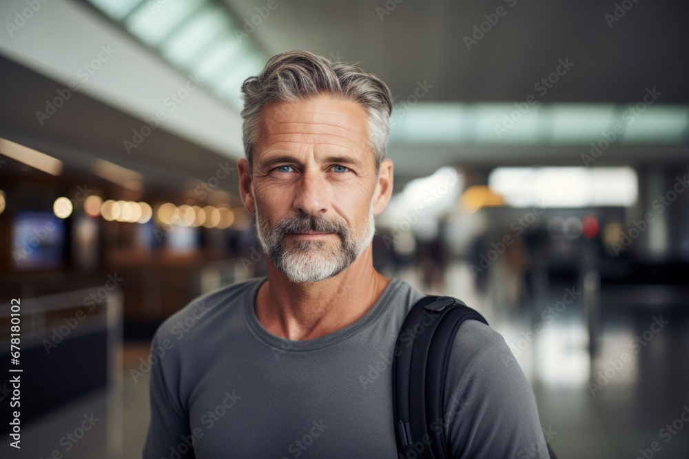 Portrait of a tender man in his 50s showing off a lightweight base ...