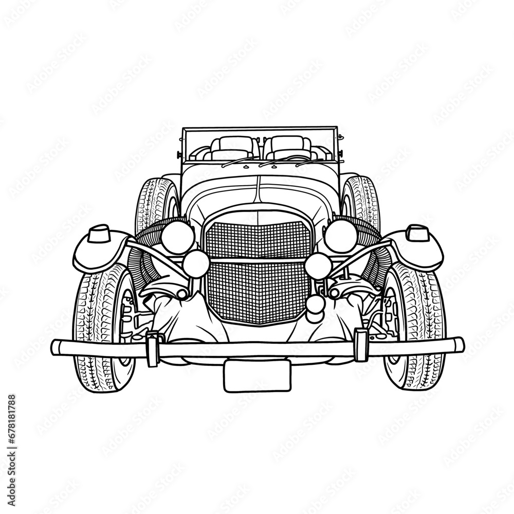 Vintage retro luxury car, 1920s American classic automobile isolated on ...
