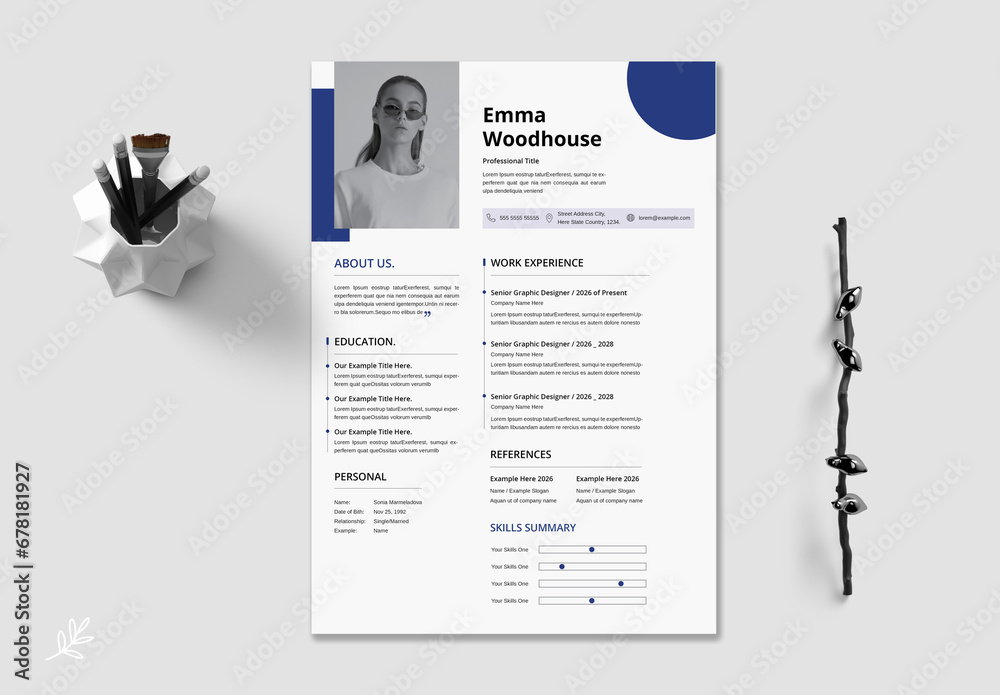 Simple Resume Layout Stock Template | Adobe Stock