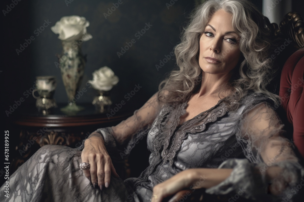 Captivating Elegance: Alluring Mature Woman Poses in Sensual Lingerie ...