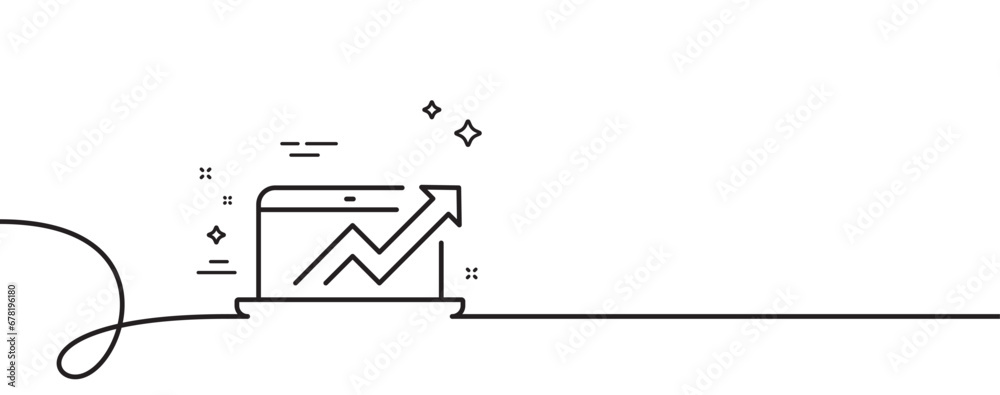 Data Analysis and Statistics line icon. Continuous one line with curl ...