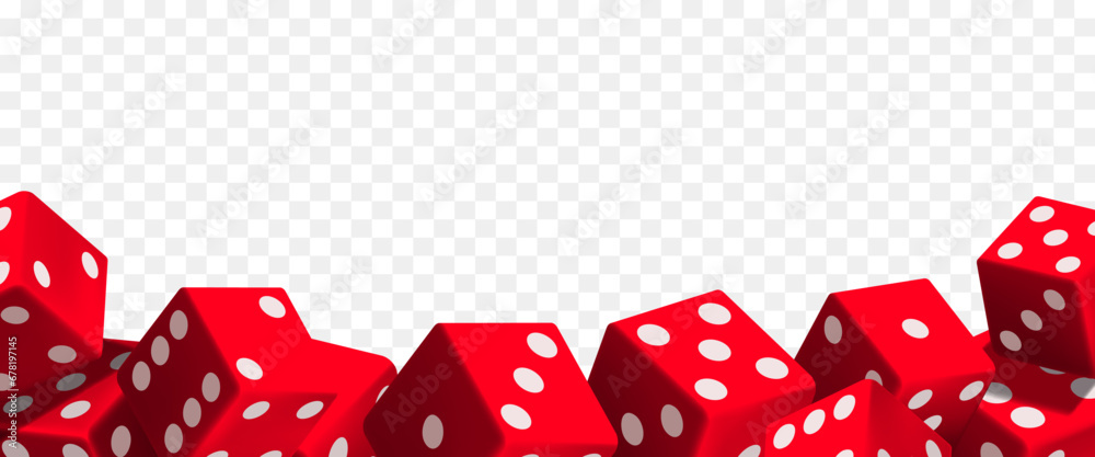 Dice frame. Red dice on a transparent background. Vector illustration ...