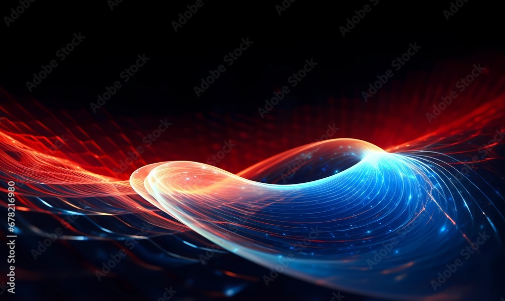 Futuristic abstract background with glowing waves. 3d audio soundwave ...