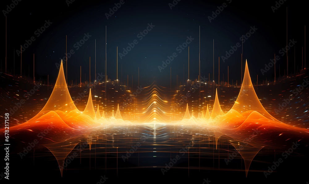 Futuristic abstract background with glowing waves. 3d audio soundwave ...