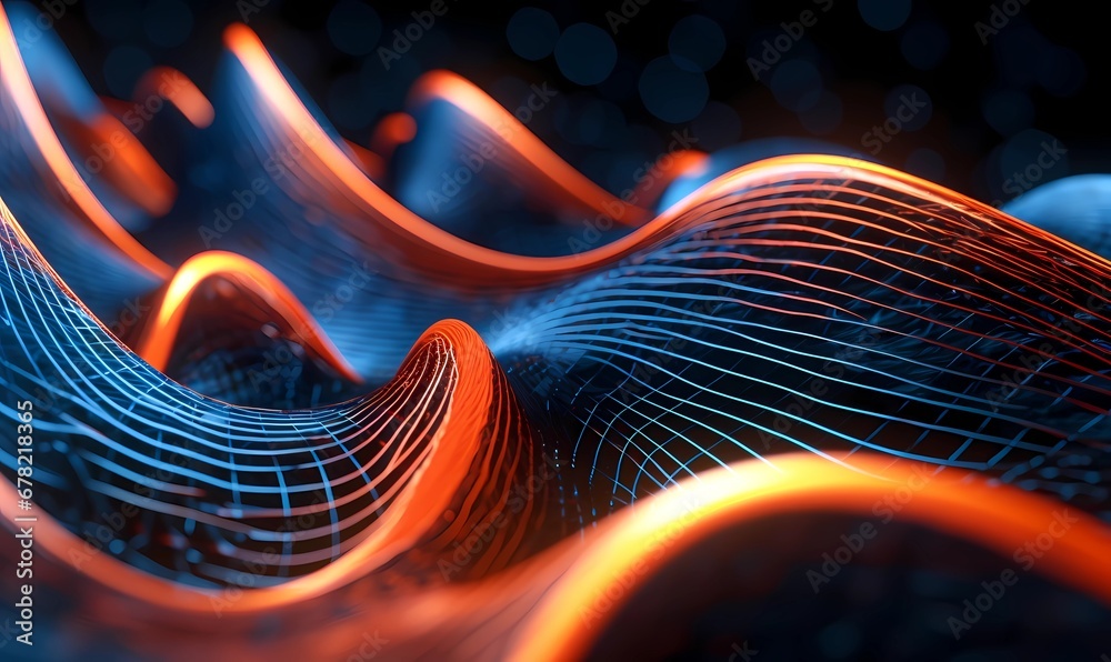 Futuristic abstract background with glowing waves. 3d audio soundwave ...