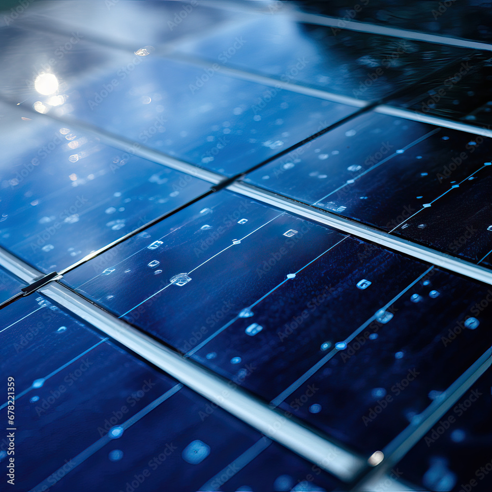 Close-up macro shot of solar panel surface with solar cells ...
