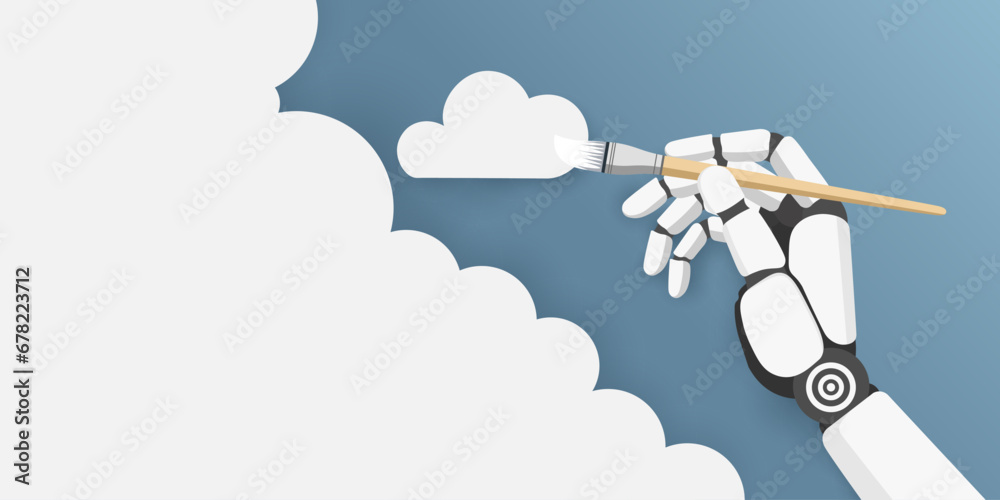 Grafika wektorowa Stock: AI technology generated image,robot hand ...