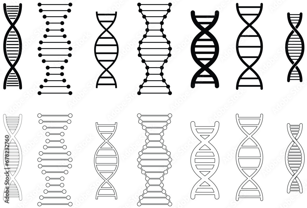 Dna icon set. Molecule Dna line art icon Stock Vector | Adobe Stock