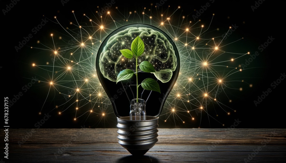 Green Innovation: Plant Growth within Lightbulb Illustrating ...
