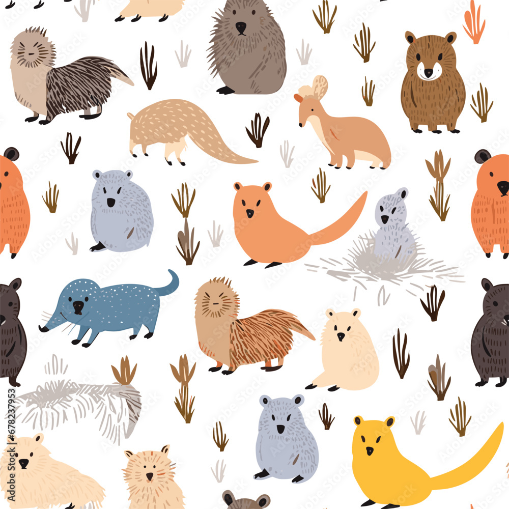 Australia wild animals seamless pattern background - cute kangaroo ...