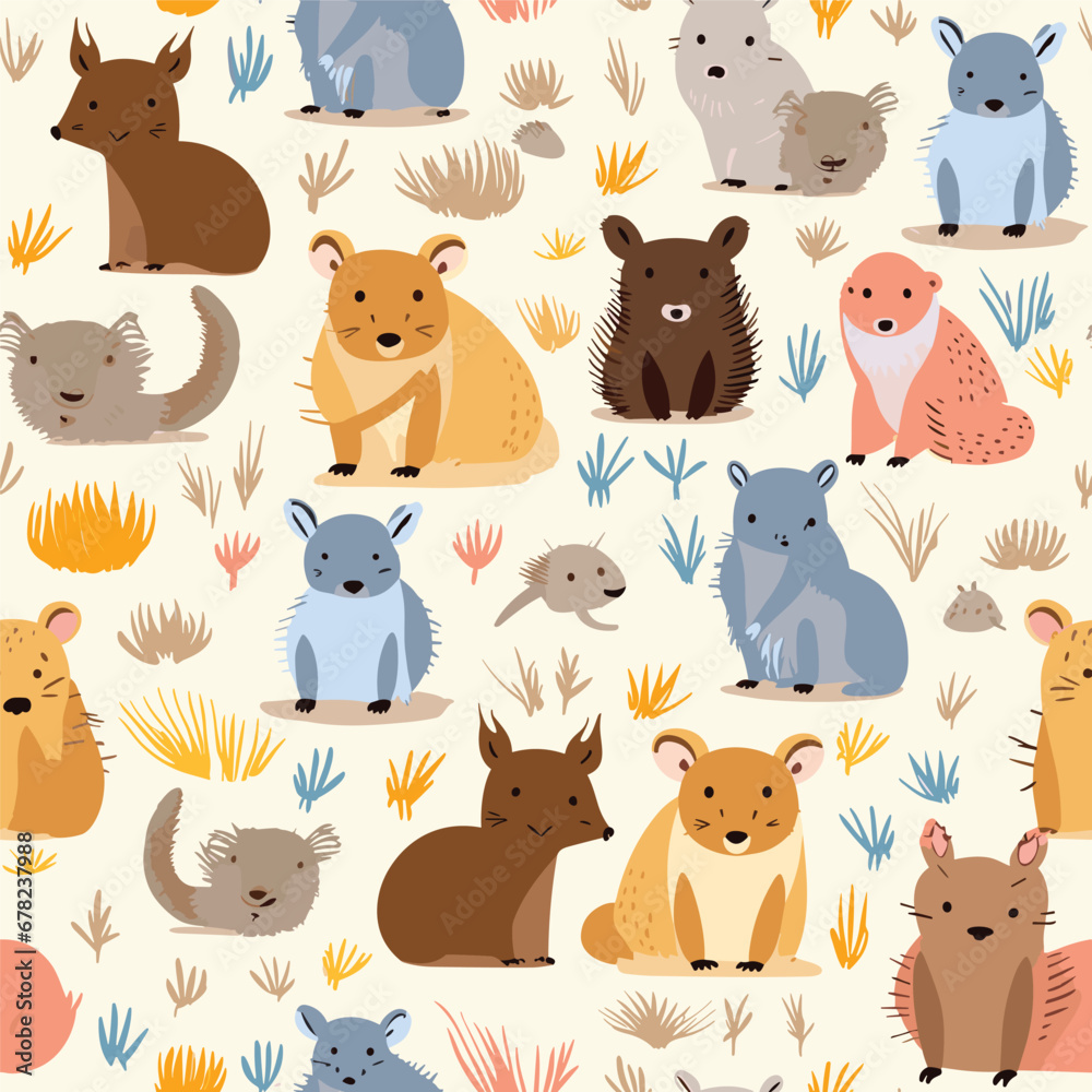 Australia wild animals seamless pattern background - cute kangaroo ...