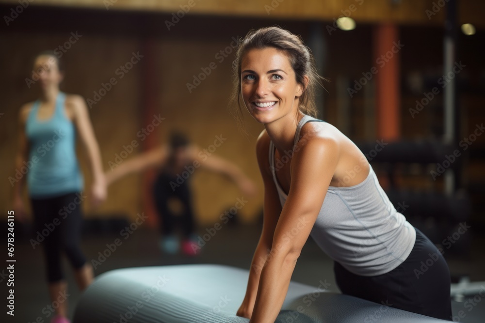 Medium shot portrait photography of a fitness girl in her 30s doing ...
