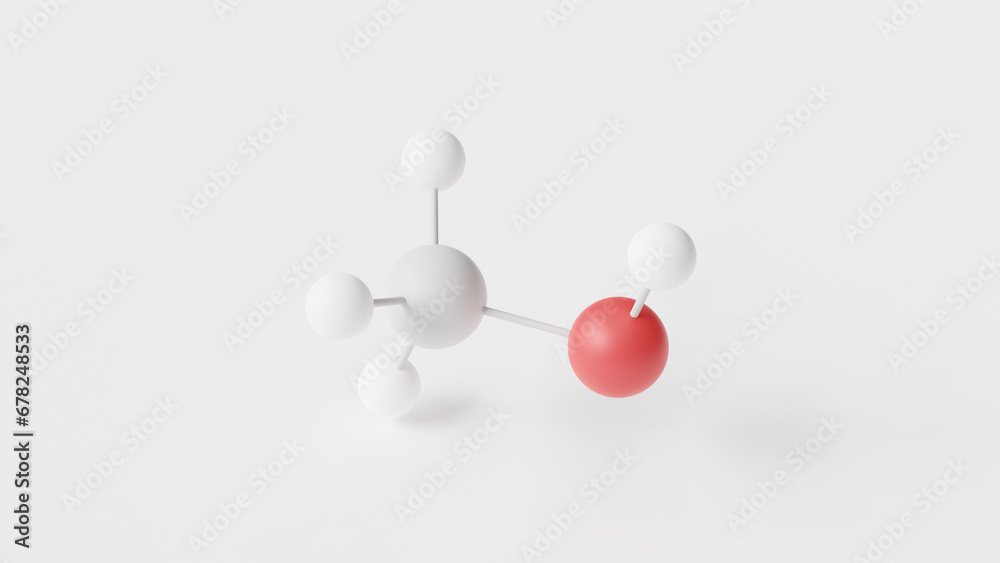 methanol molecule 3d, molecular structure, ball and stick model ...