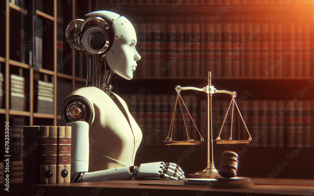 AI robot judge decides cases modern judicial system Judge with automation from Android Stock ...