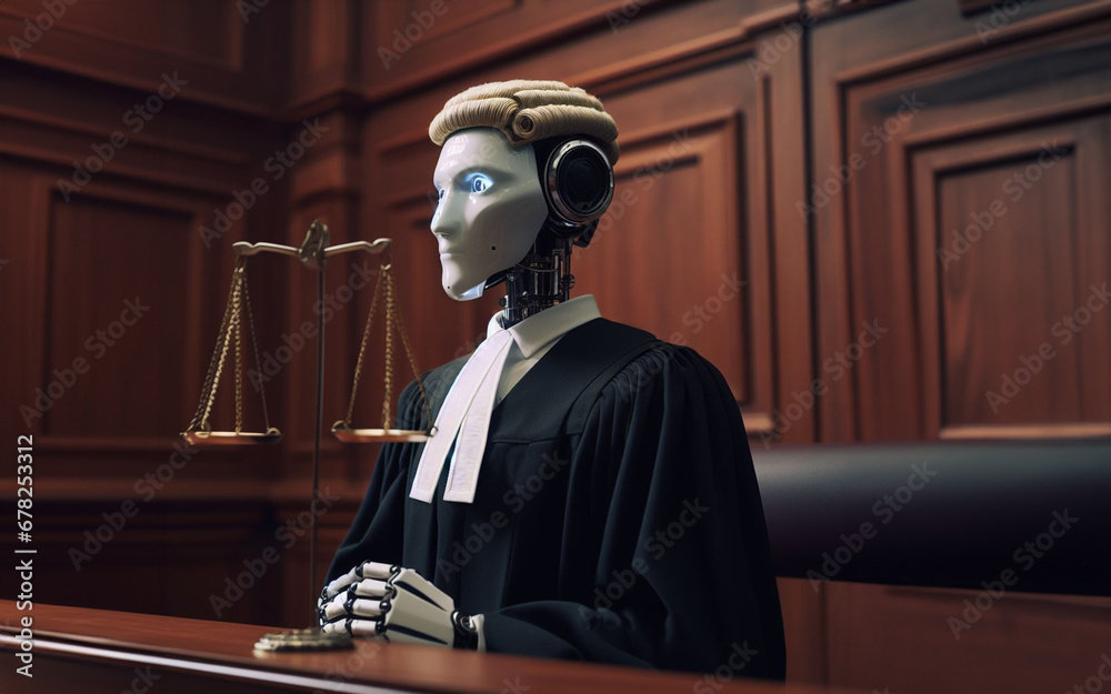 AI robot judge decides cases modern judicial system Judge with ...