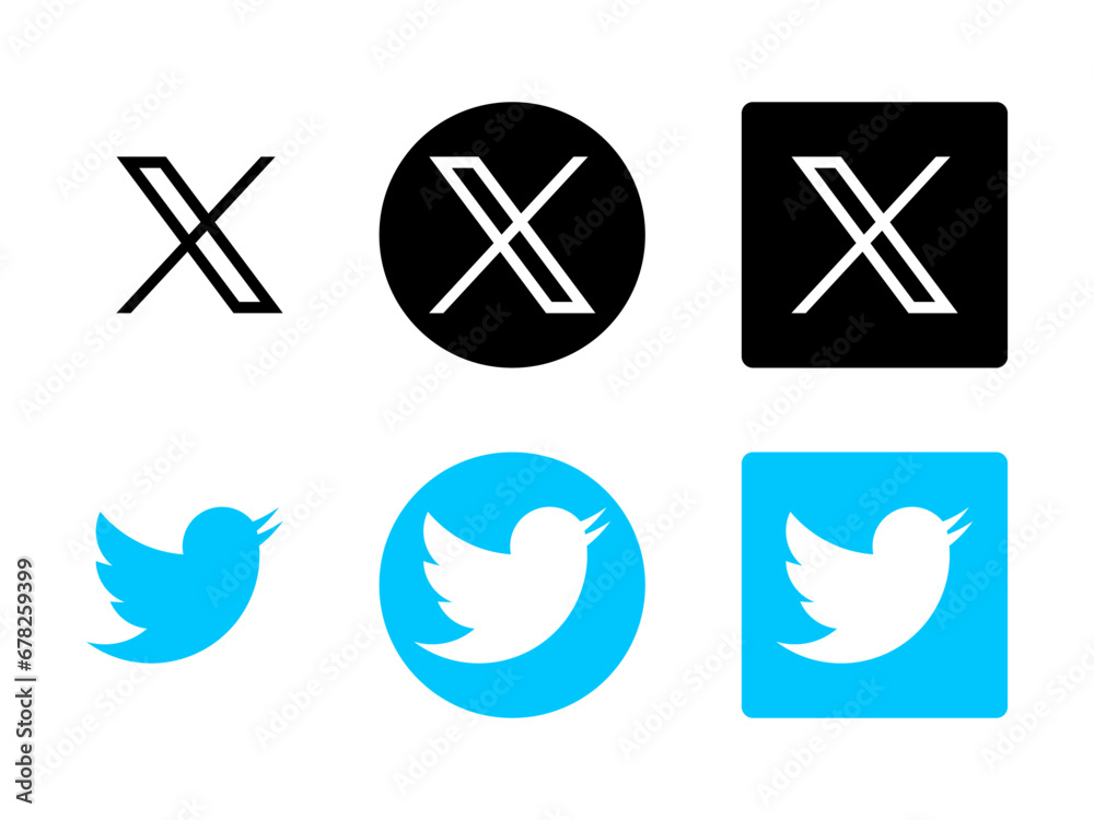 Warsaw, Poland - Nov 14 2023: Set of new and old twitter logo. Twitter ...