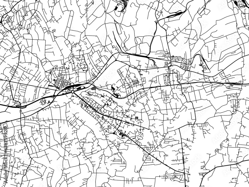 Vector road map of the city of Havirov in the Czech Republic with black ...