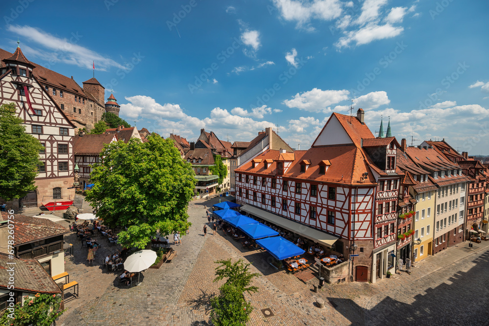 Nuremberg (Nurnberg) Germany, city skyline at old town square and ...