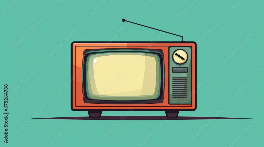Classic old TV depicted in a simplistic cartoon illustration with a ...
