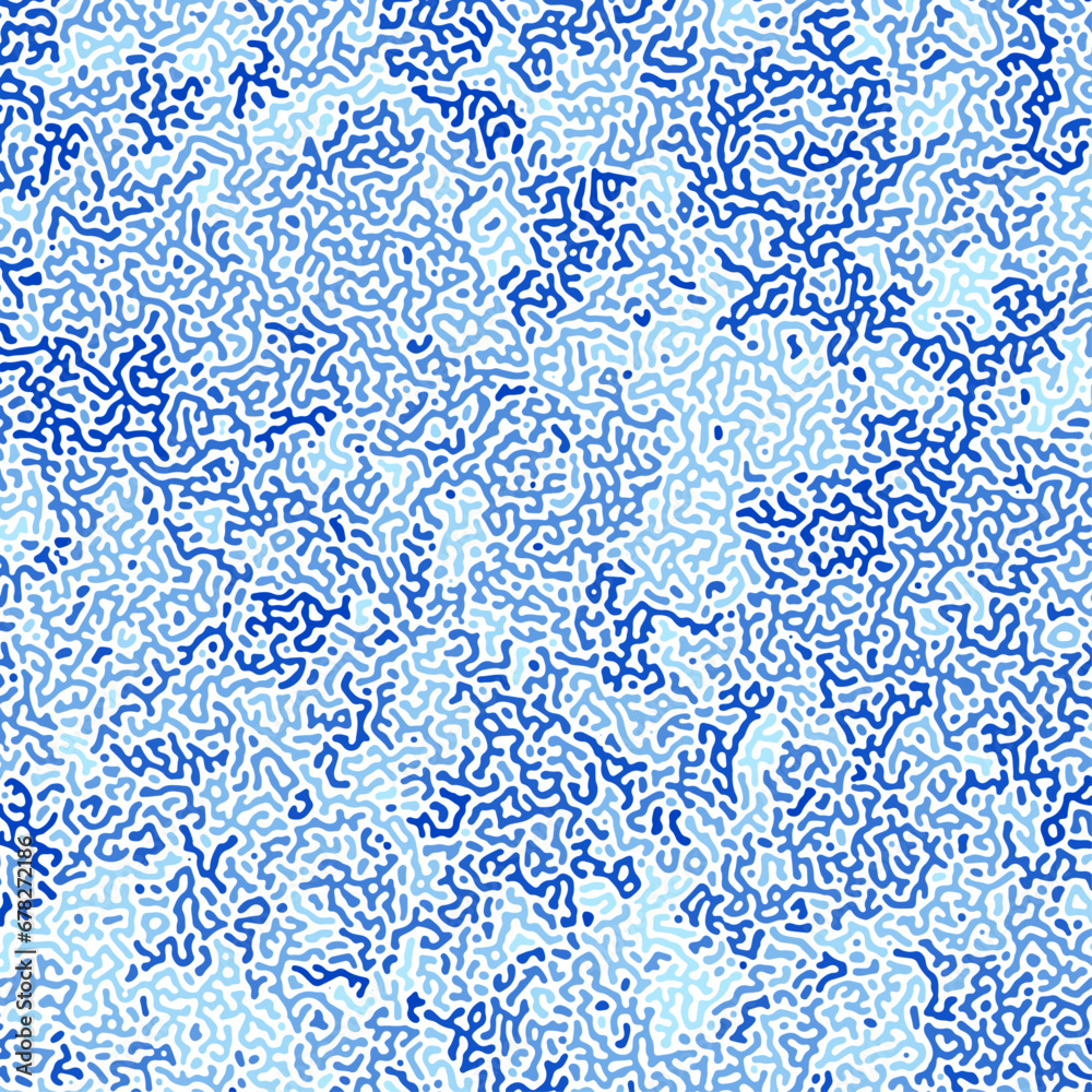 Abstract blue water reaction diffusion psychedelic pattern background. Organic line art ...