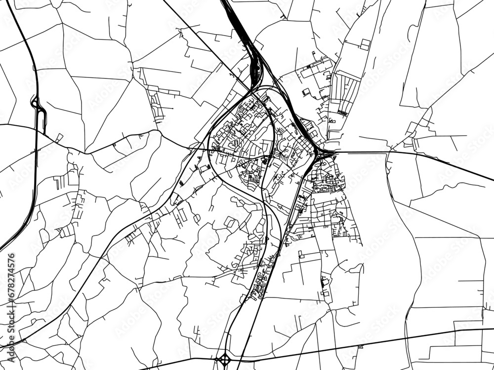 Vector road map of the city of Tczew in Poland with black roads on a ...
