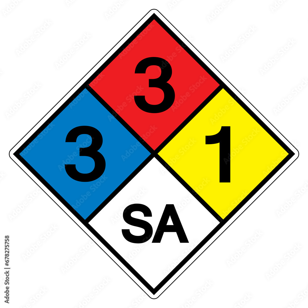 NFPA Diamond 704 3-3-1 SA Symbol Sign, Vector Illustration, Isolate On ...
