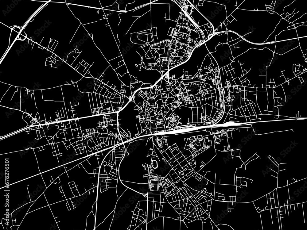 Vector road map of the city of Gniezno in Poland with white roads on a ...