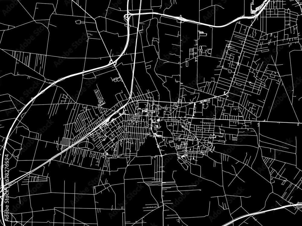 Vector road map of the city of Pabianice in Poland with white roads on ...