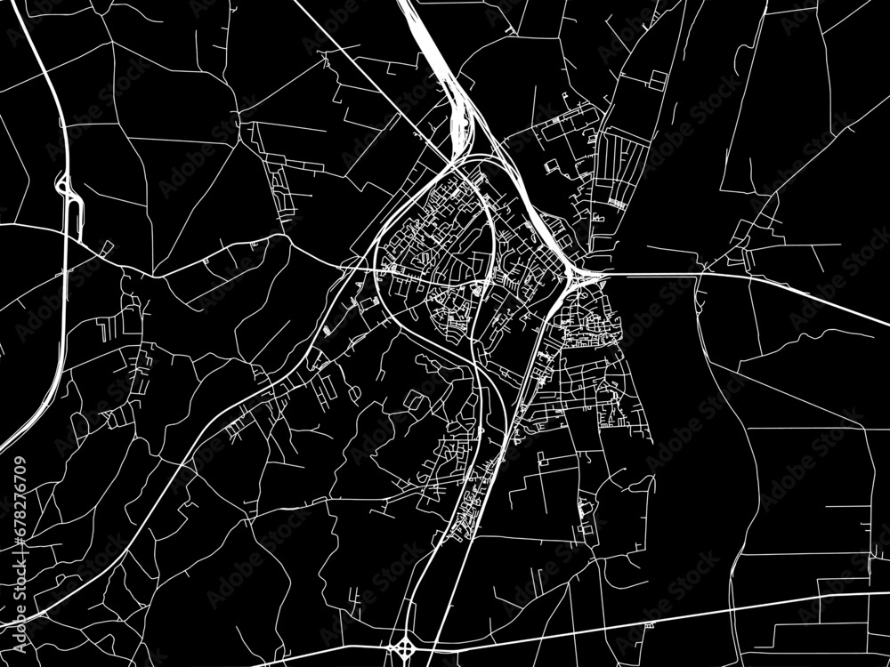 Vector road map of the city of Tczew in Poland with white roads on a ...