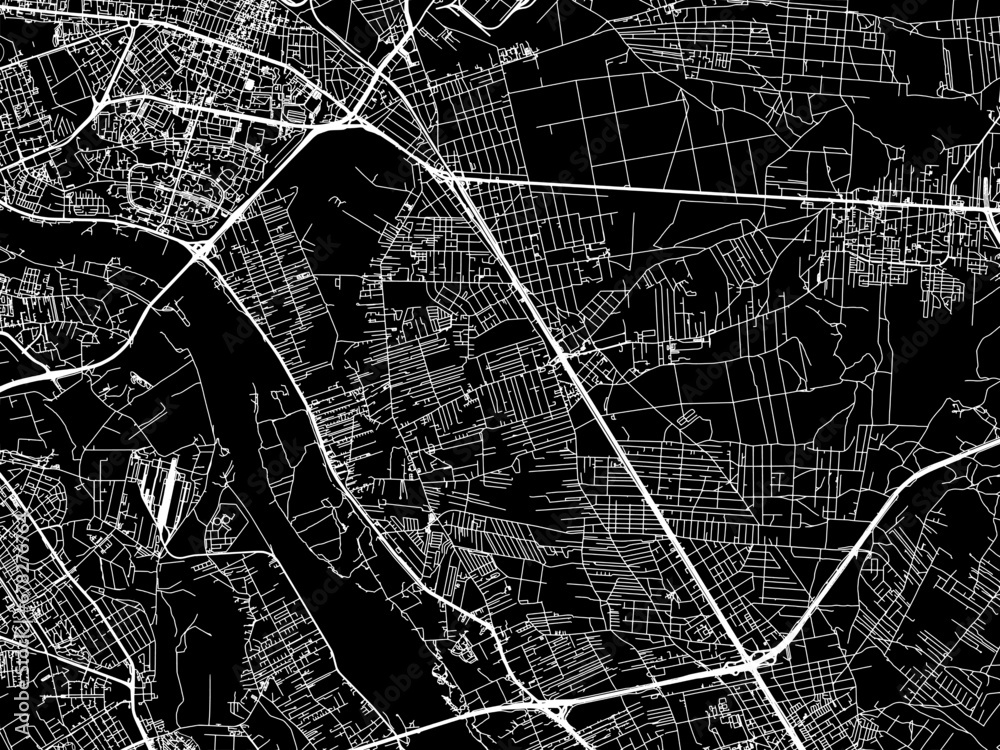 Vector road map of the city of Wawer in Poland with white roads on a ...
