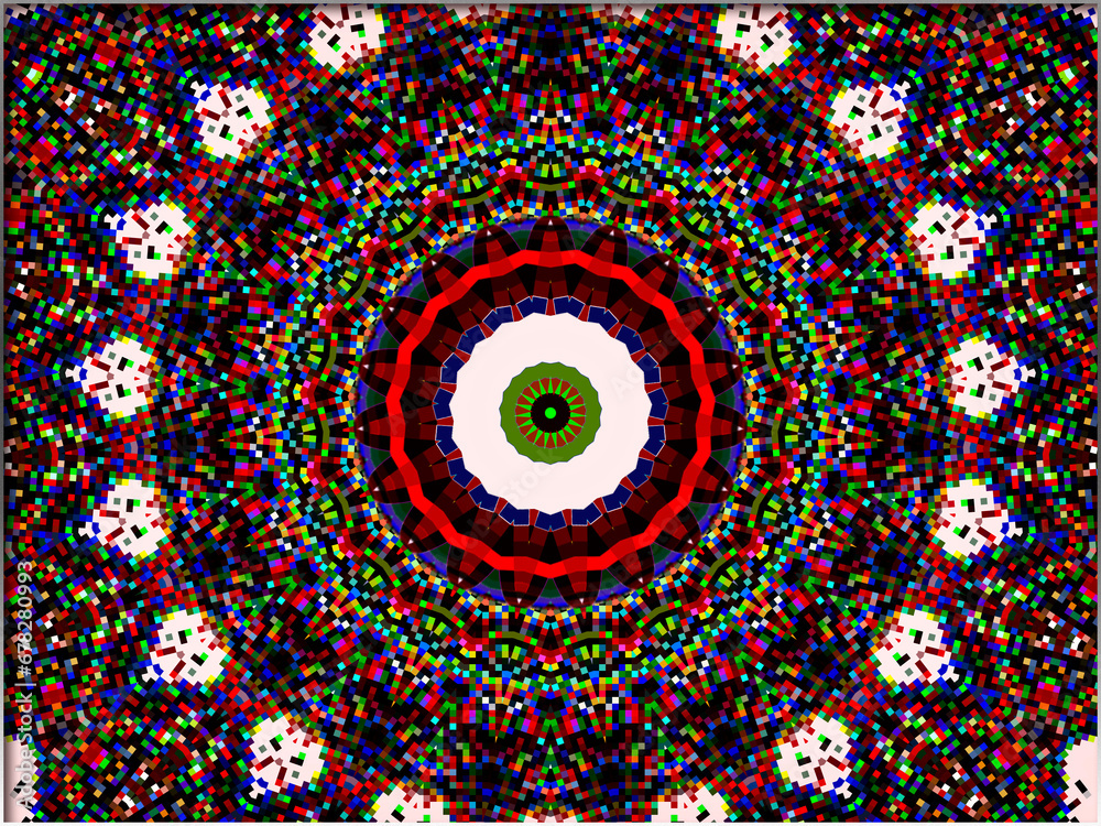 Abstract, Pixelated Design, with a Myriad of Patterns, Colours and ...