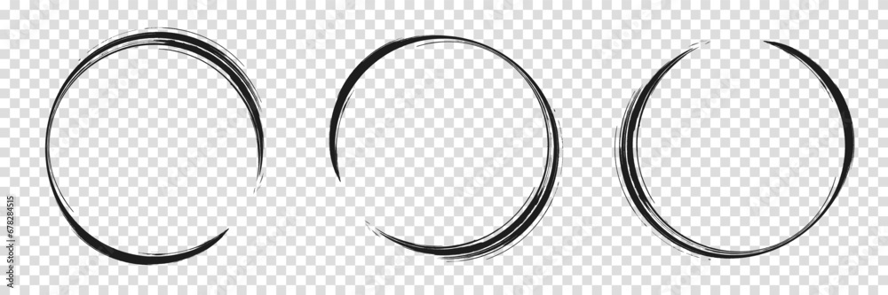 Sketch of circular doodles with a marker. Set of circular frames ...