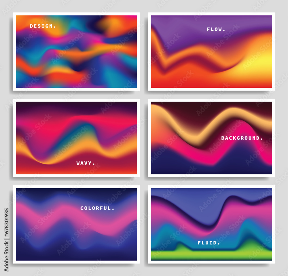 Colorful Liquid And Blurred Gradient Mesh Background Template Copy Space Set Abstract Fluid