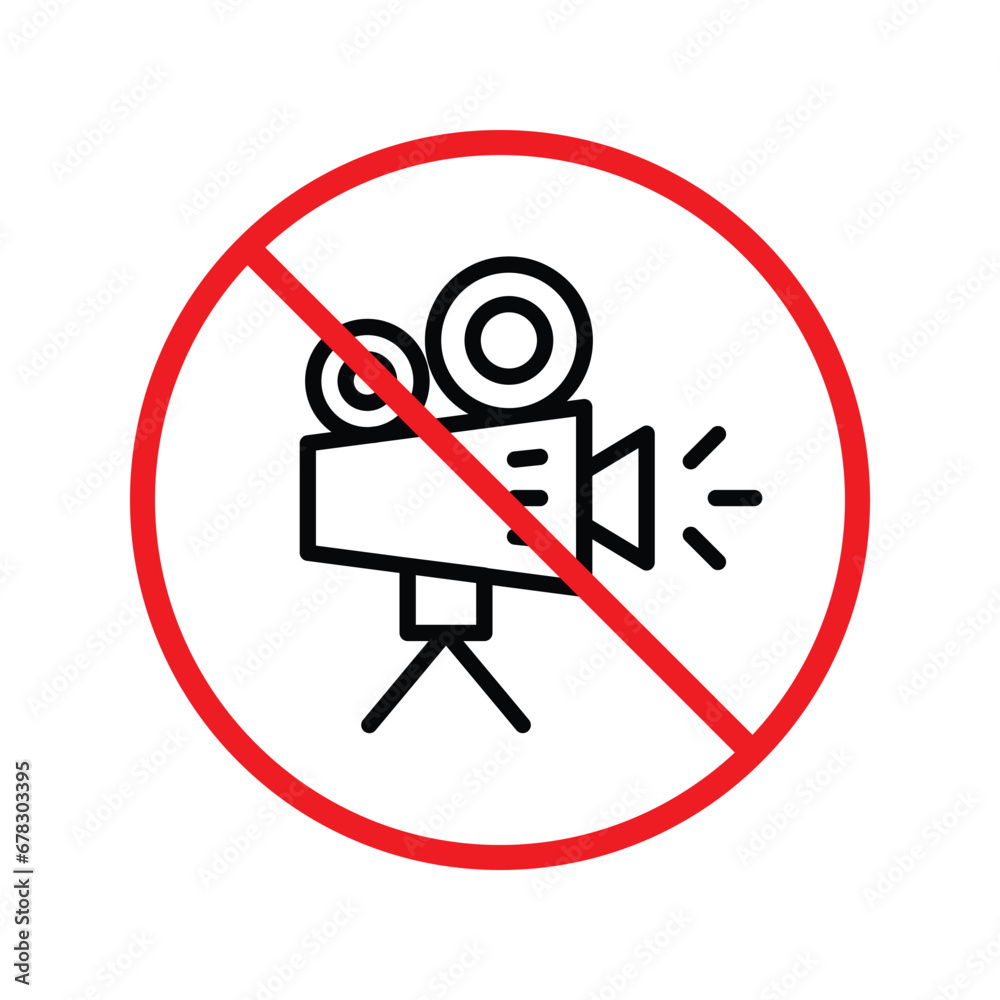 Forbidden recording icon. No video camera vector sign. Prohibited video ...