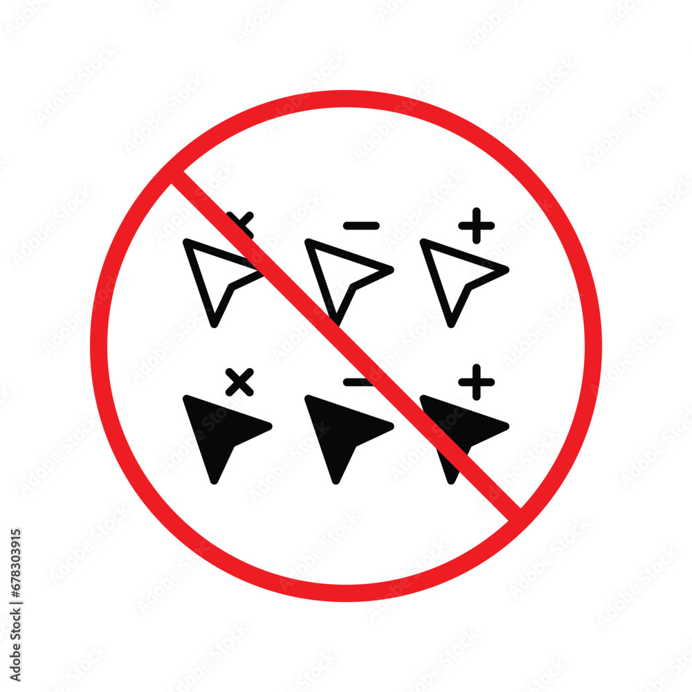Forbidden cursor icon. Prohibited arrow vector icon. No cursor symbol ...