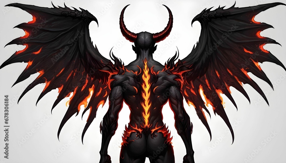 AI generated illustration of a menacing devil with demonic wings and ...