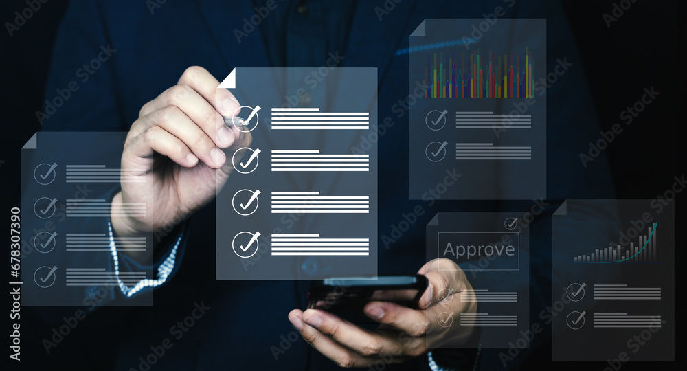 Check list and digital data confirm, Electronic sign and approve data ...