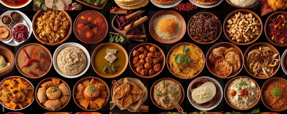 indian food collage assorted , chicken, Palak Paneer, Chiken Tikka ...