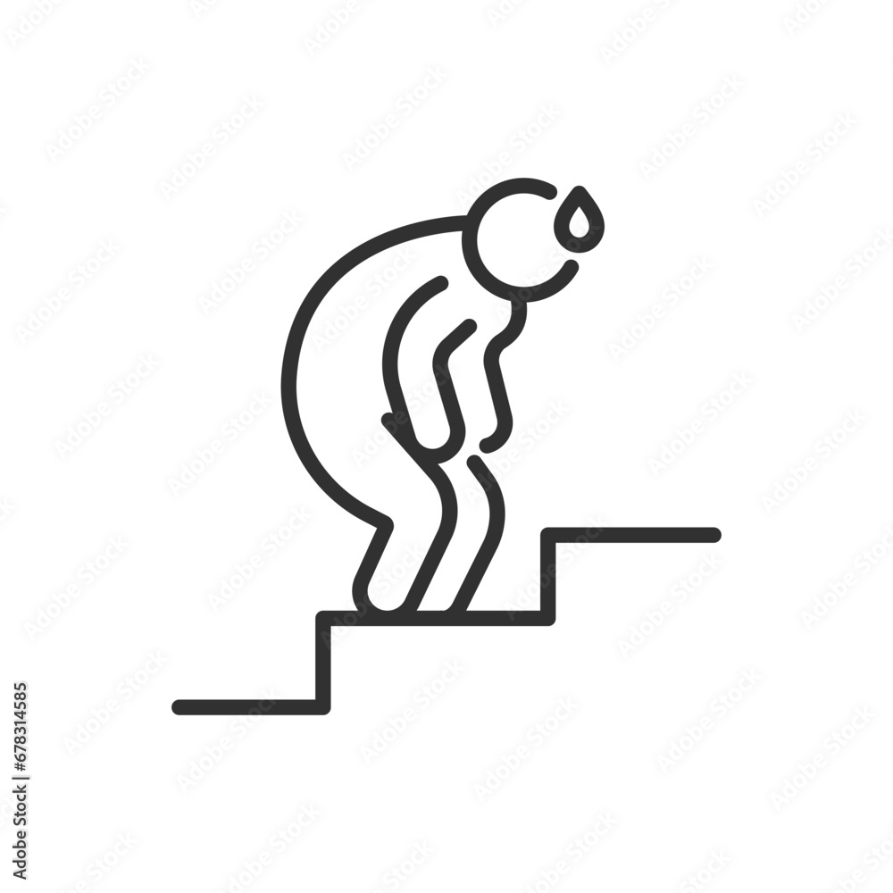 Overweight persona tired of climbing stairs, shortness of breath ...