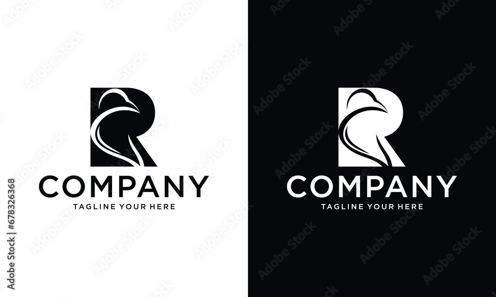 Letter R Raven logo designs, minimalist logotype Stock Vector | Adobe Stock