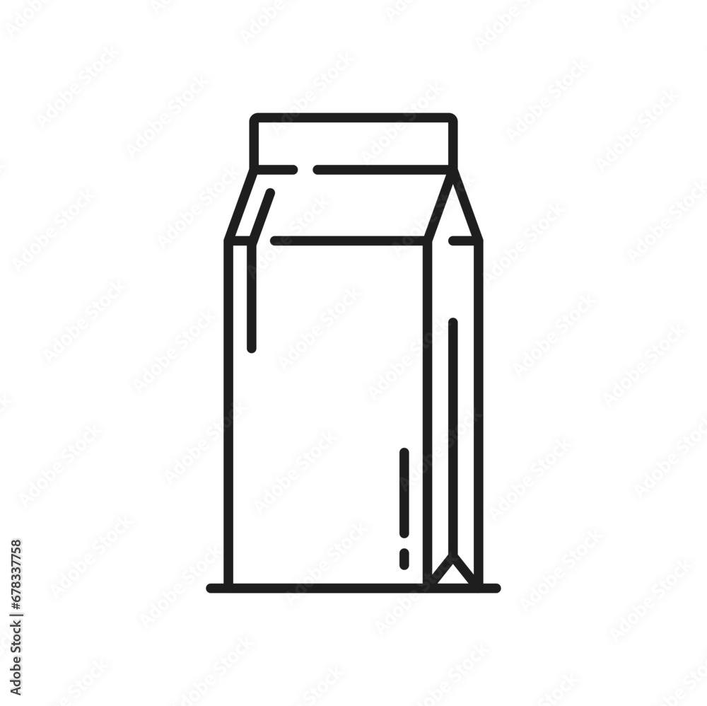 Carton package of milk, paper juice box mockup isolated outline icon ...