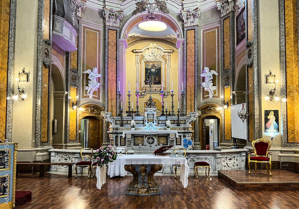 Naples, Italy, September 27, 2023: Interior of the Church of St. Joseph ...