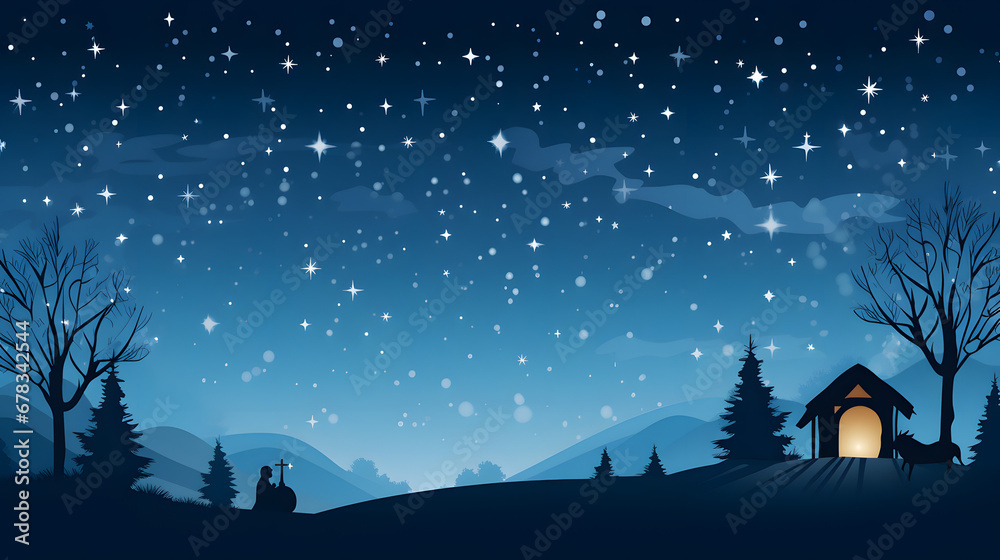 Nativity scene with a starry night sky, christmas picture, holiday ...